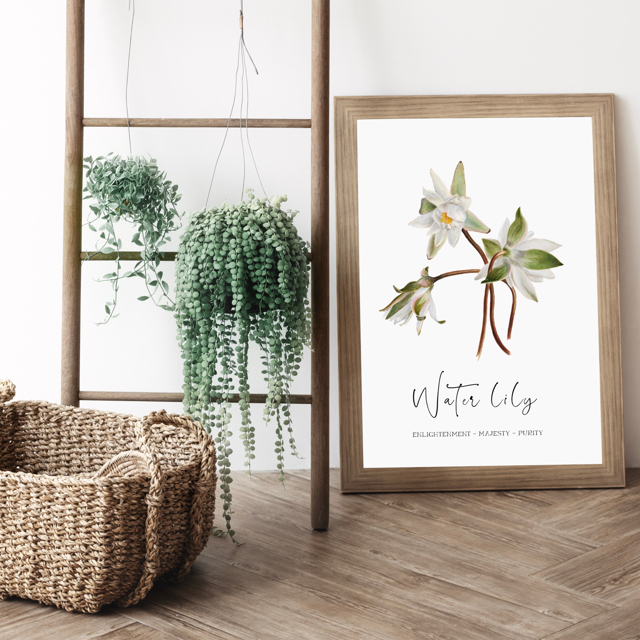 July Birth Flower Art Printable Digital Download, Water Lily Art Print ...