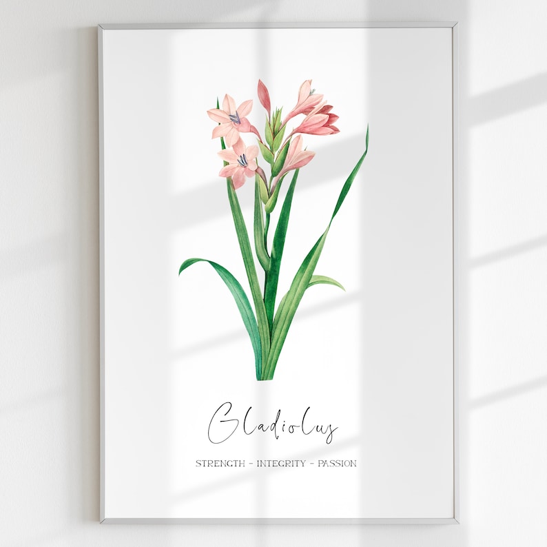 AUGUST BIRTH FLOWER Gladiolus Birth Print Nursery Print Digital ...