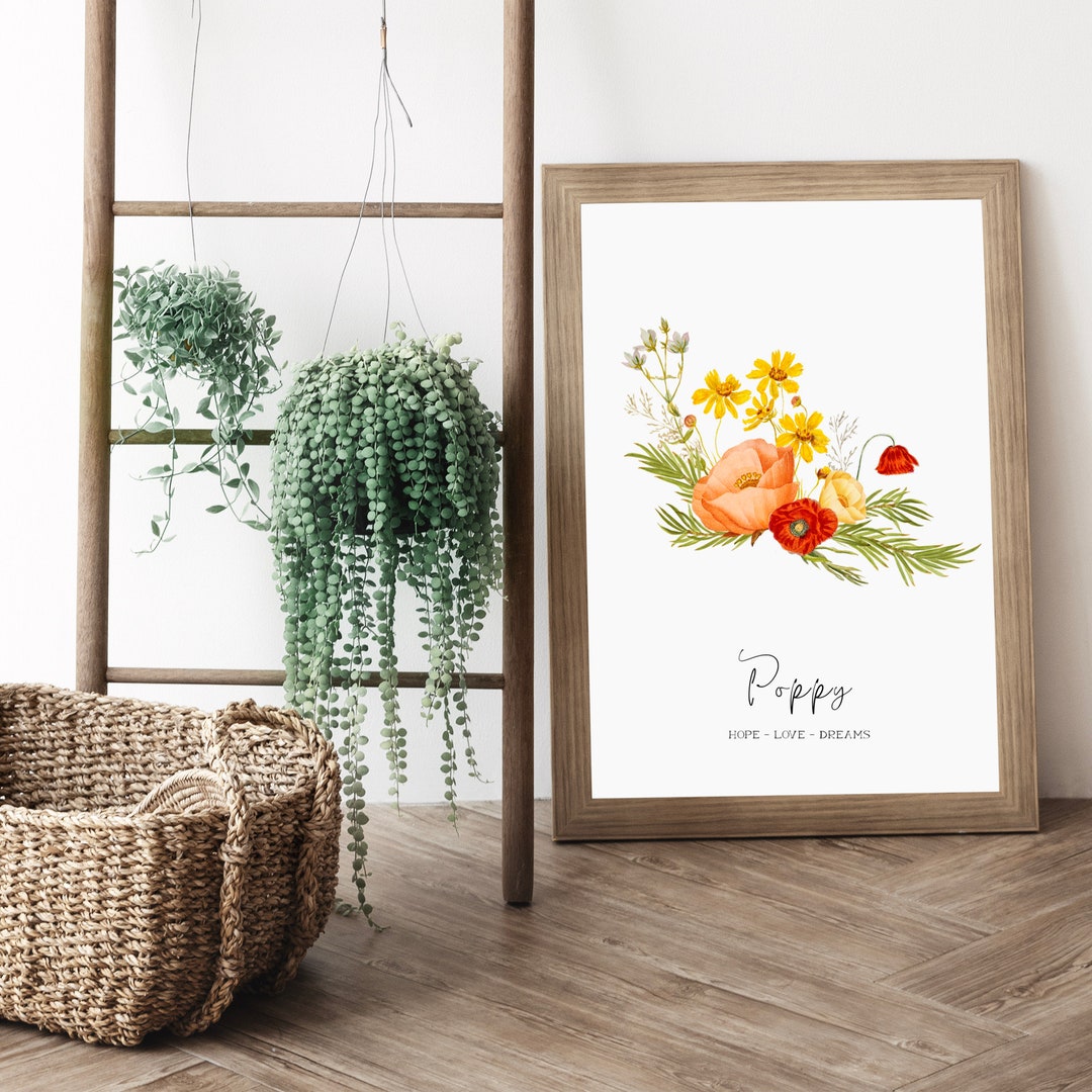 AUGUST BIRTH FLOWER Printable Poppy Gift for August Birthday - Etsy