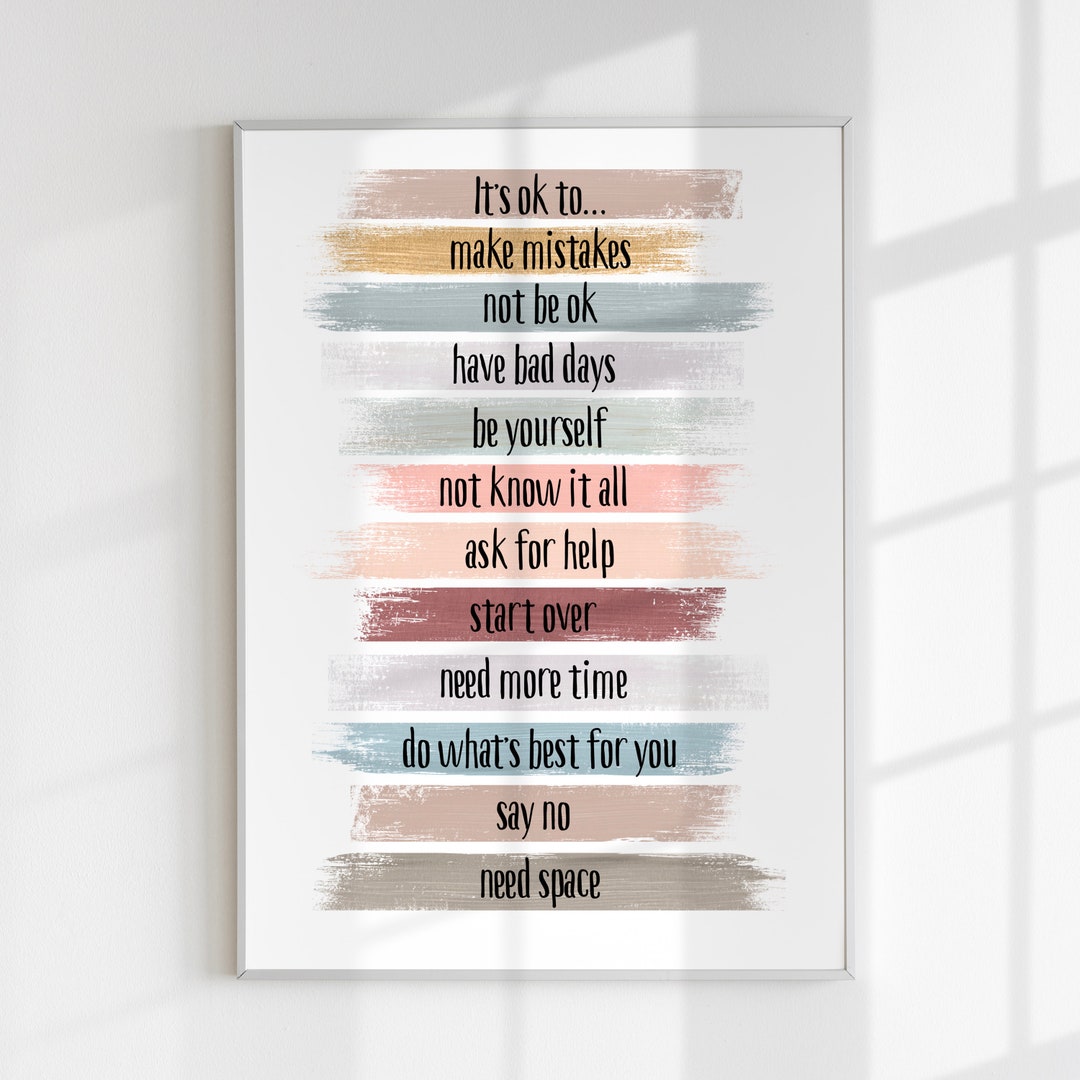 Its Okay to Not Be Okay Poster, Motivational Kids Art, Classroom ...