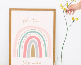 When It Rains Look for Rainbows Wall Art Print - Etsy