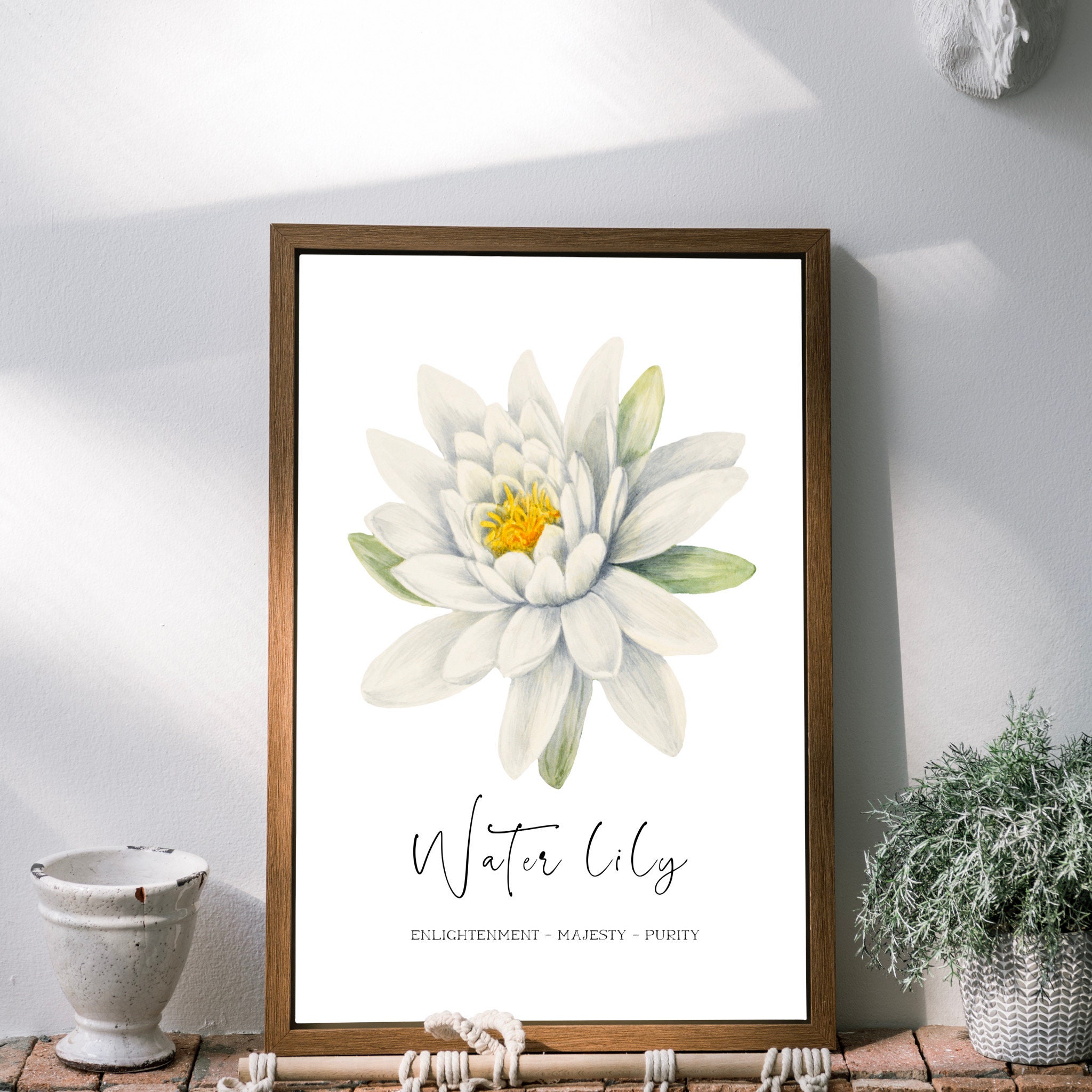 July Birth Flower Art Printable Digital Download Water Lily - Etsy