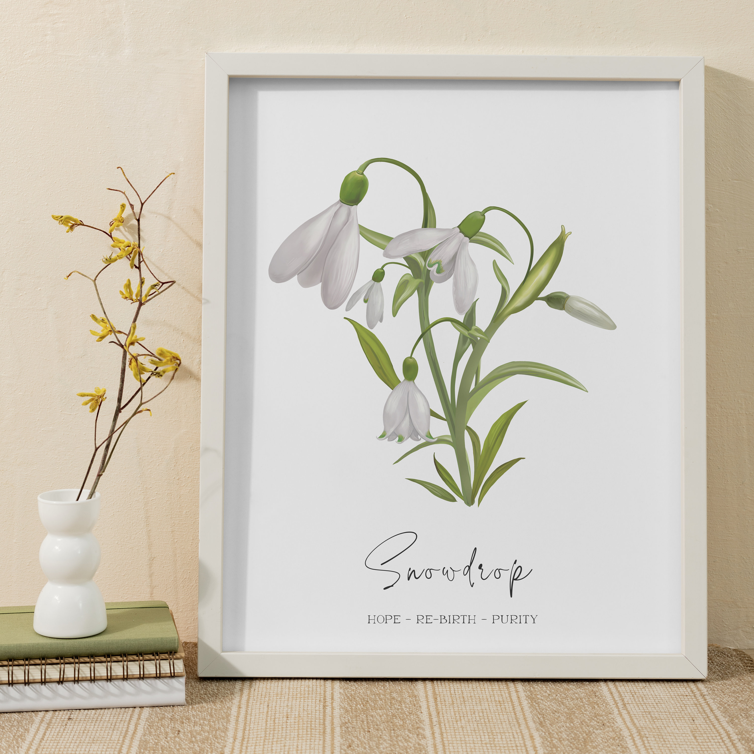 JANUARY BIRTH FLOWER Snowdrop Symbolism Vintage Floral Print Nursery ...