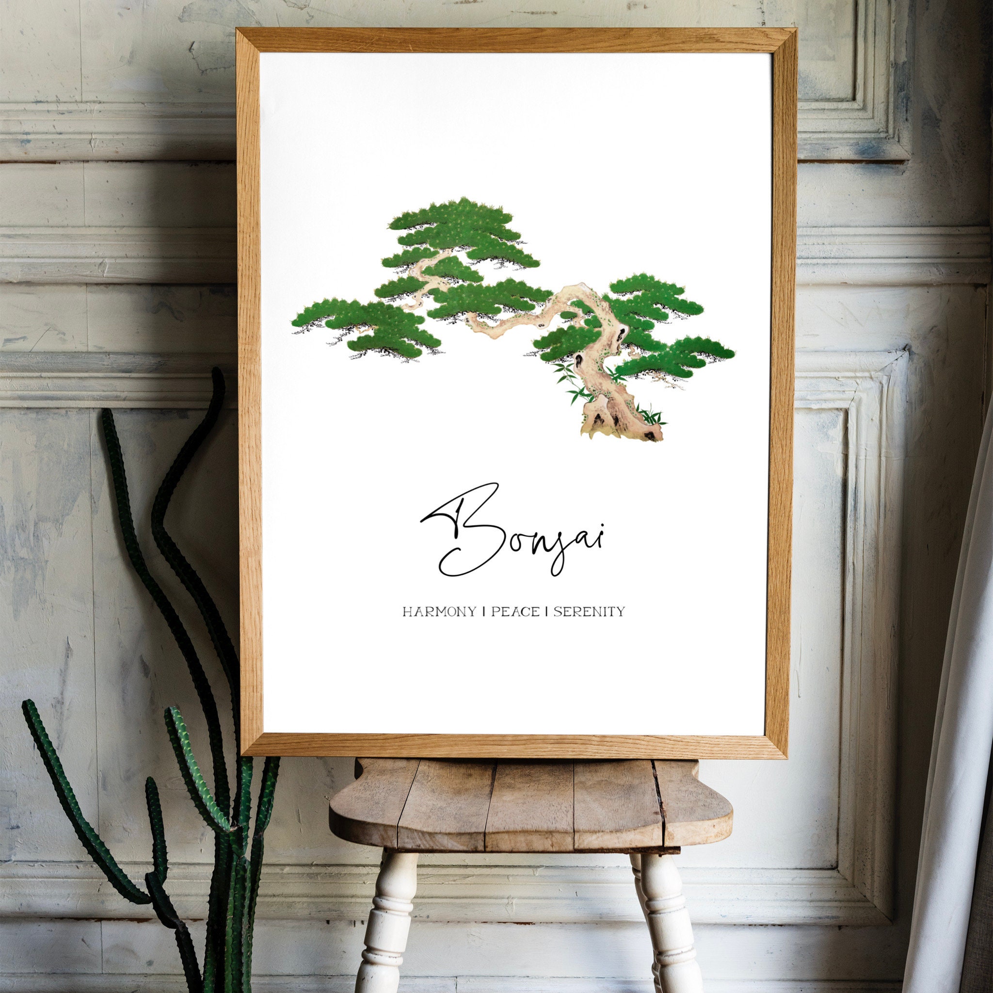 BONSAI Bäume Poster Print, Bonsai Liebhaber Geschenk, Bonsai Art Print, botanische Wand Kunst ...