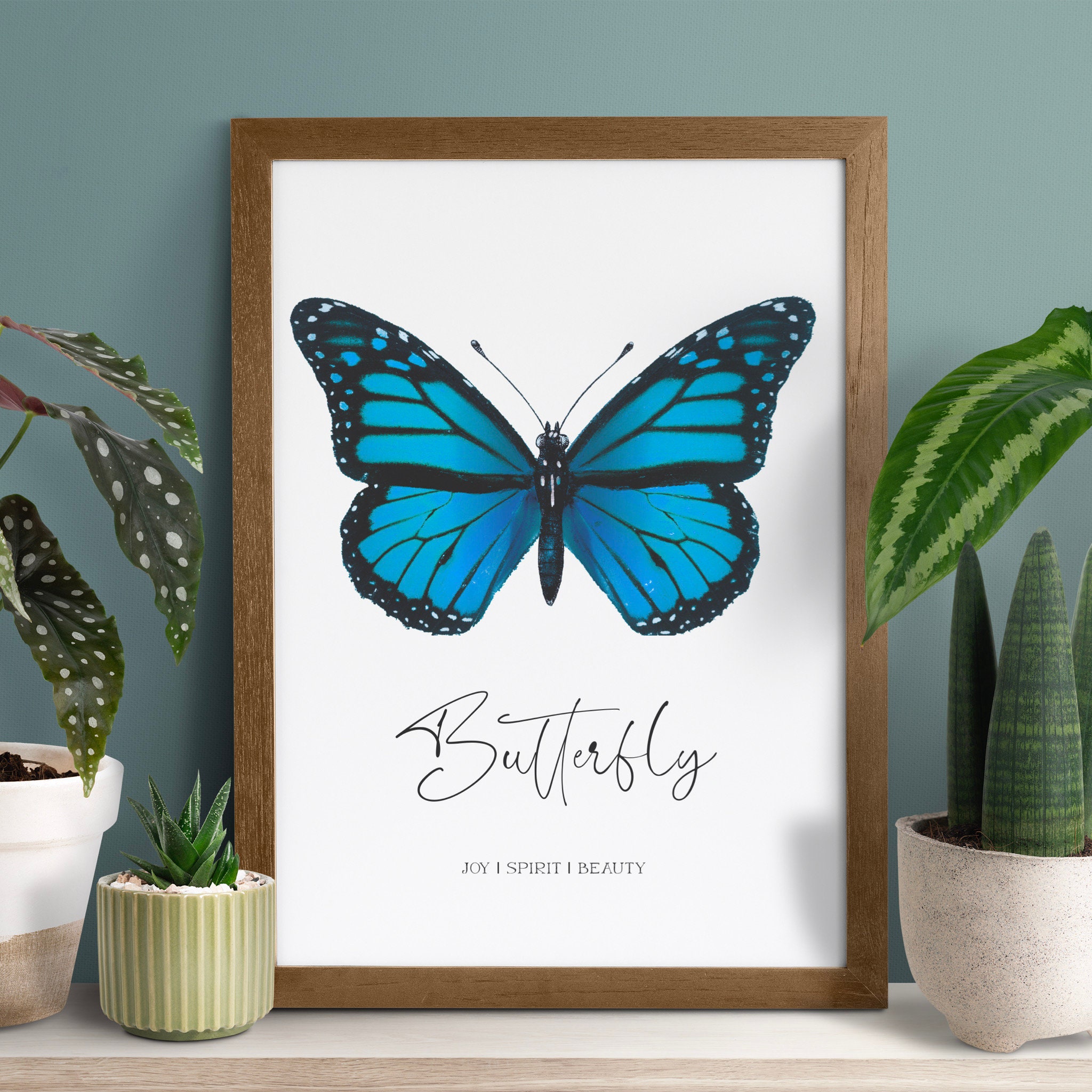 Vintage Printable Blue Butterfly Wall Art Print Digital - Etsy
