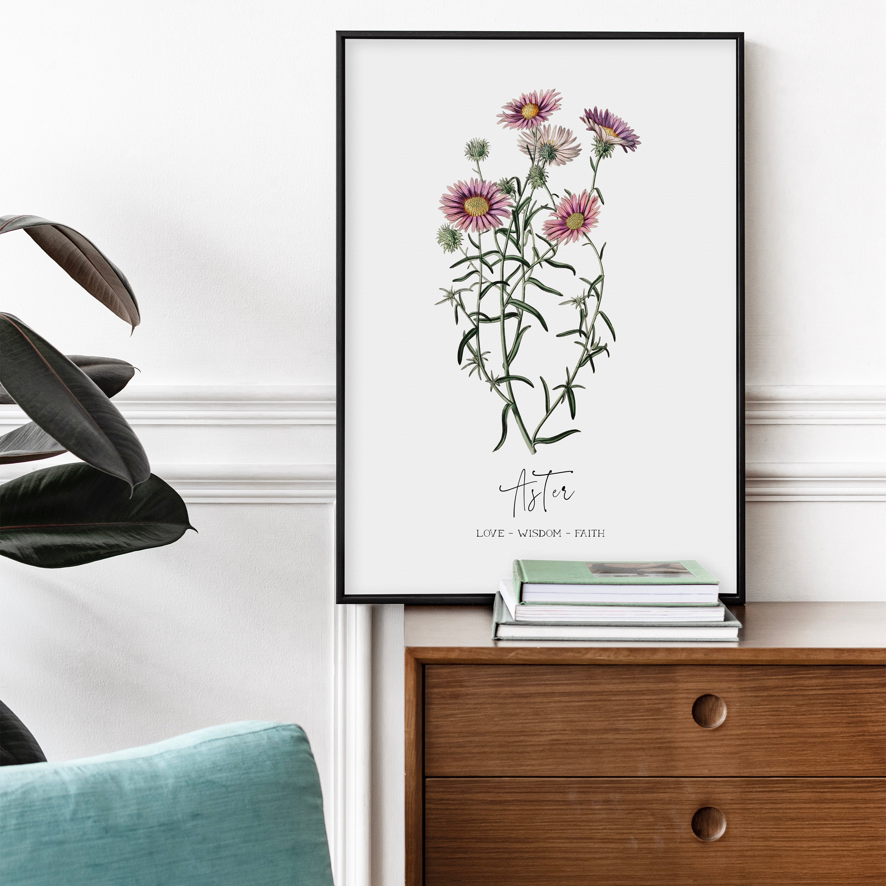SEPTEMBER BIRTH FLOWER Aster Birth Print Nursery Print Digital Download ...
