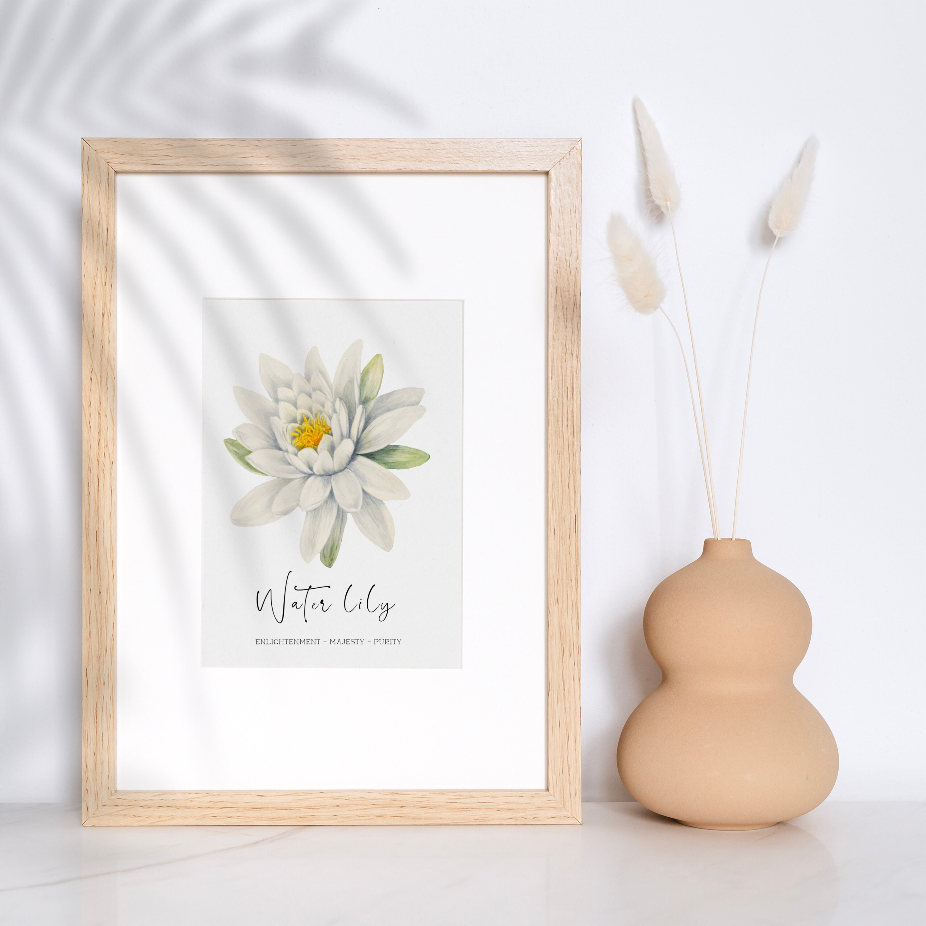 July Birth Flower Art Printable Digital Download Water Lily - Etsy