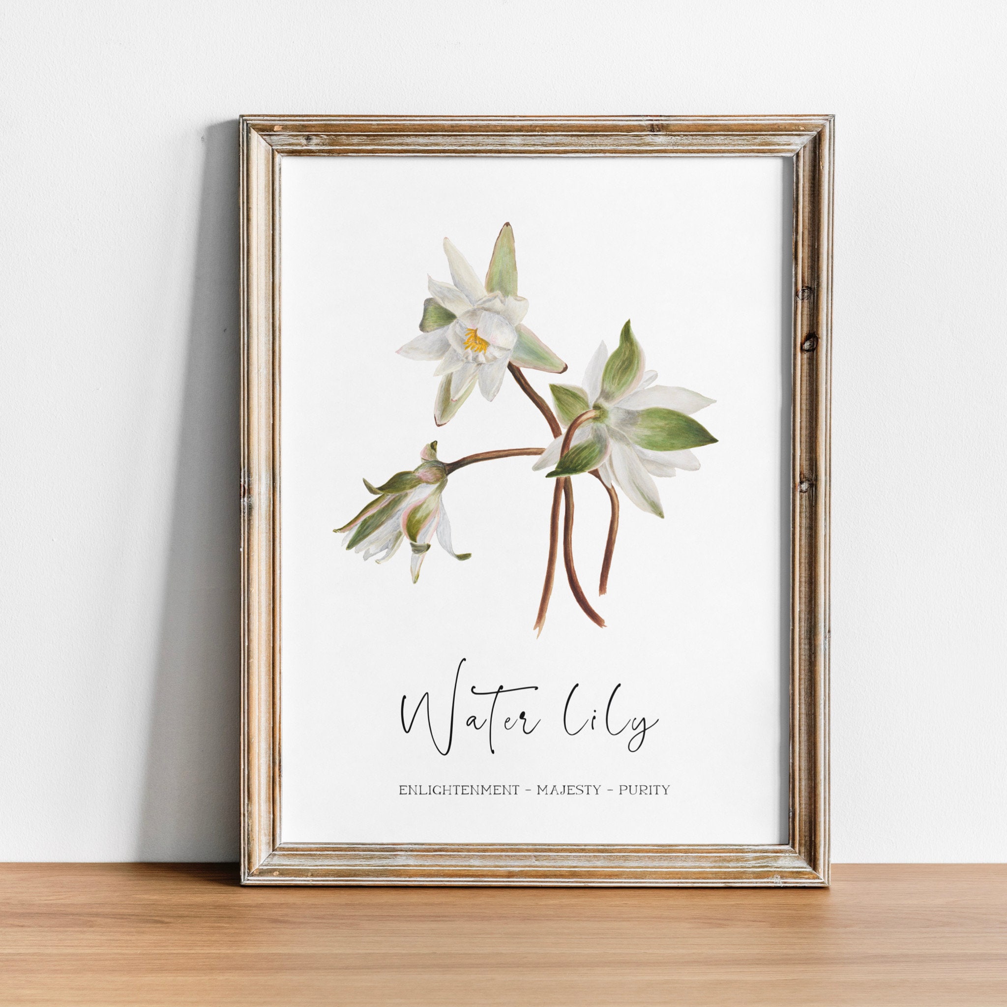 July Birth Flower Art Printable Digital Download, Water Lily Art Print ...