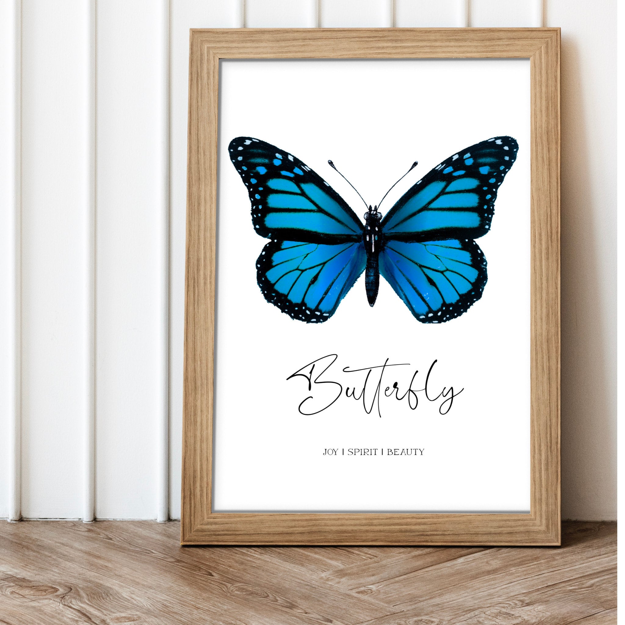 Vintage Printable Blue Butterfly Wall Art Print Digital - Etsy