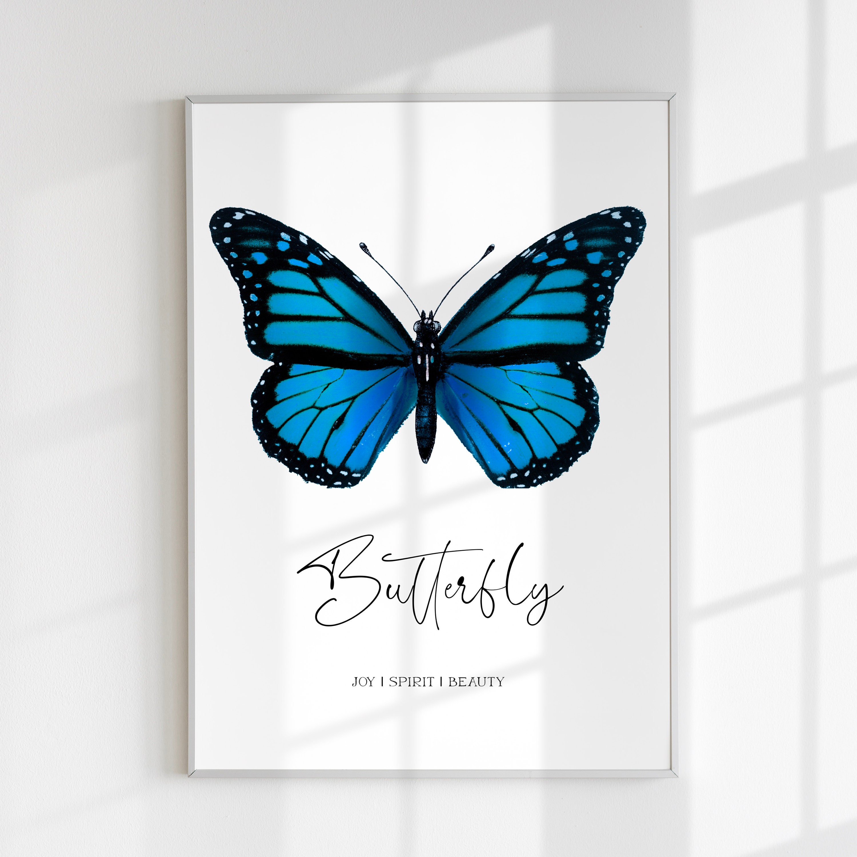 Vintage Printable Blue Butterfly Wall Art Print Digital - Etsy