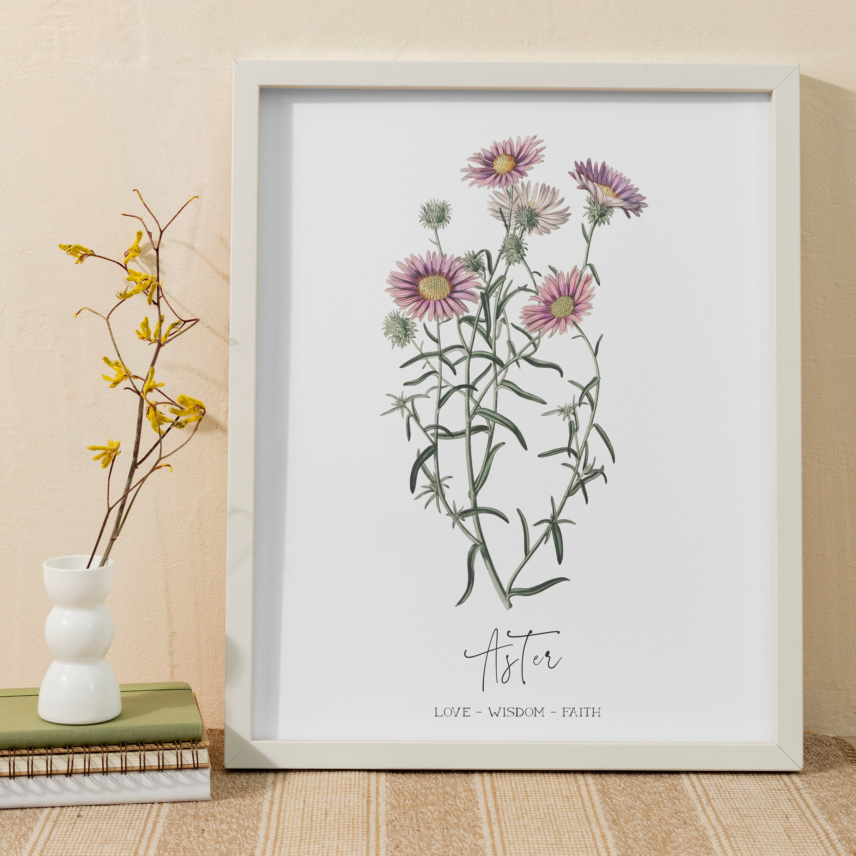 SEPTEMBER BIRTH FLOWER Aster Birth Print Nursery Print Digital Download ...