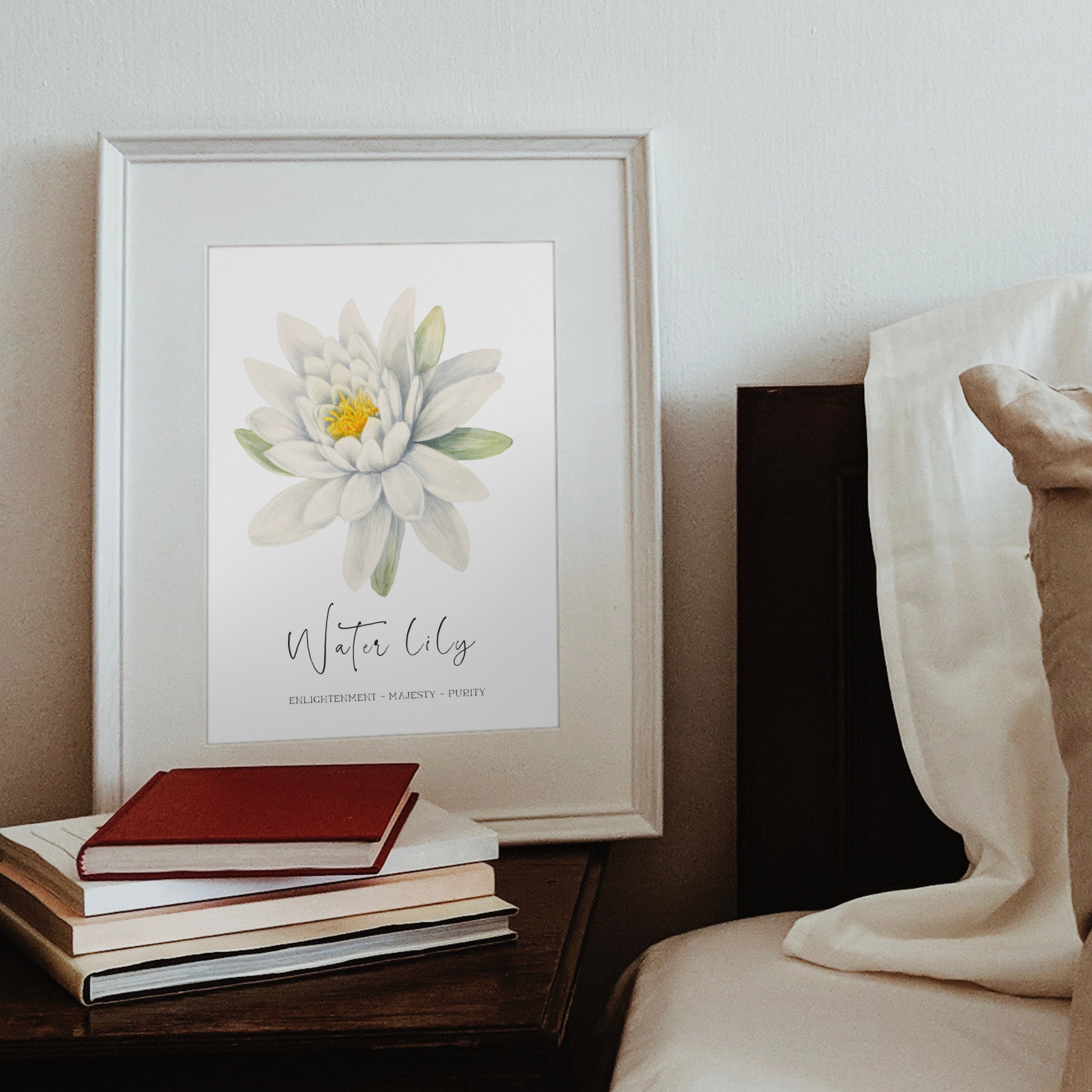 July Birth Flower Art Printable Digital Download Water Lily - Etsy