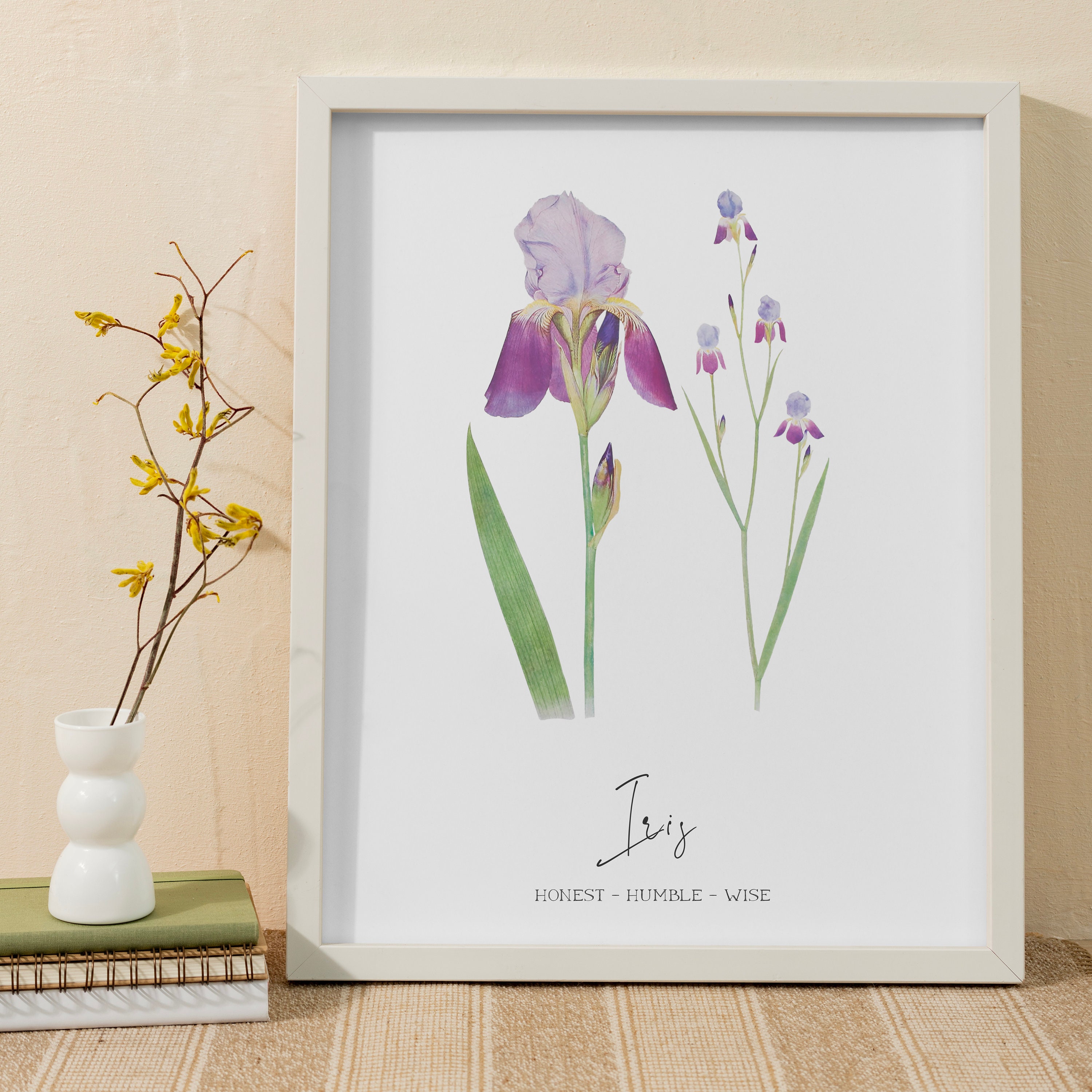 FEBRUARY BIRTH FLOWER Iris Vintage Floral Print Nursery Print Digital ...