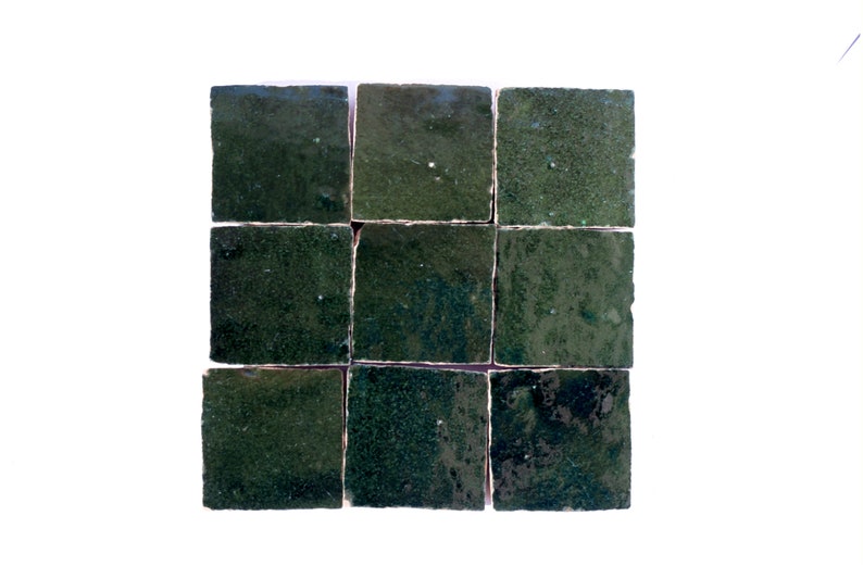 Zellige Tile Dark Green Tiles Moroccan Tile Square Handmade Rustic ...