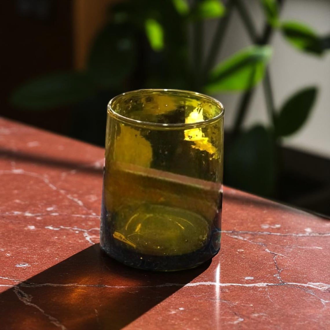 Olive Green Moroccan Beldi Glasses Set of 6 Cone Handcrafted Recycled ...