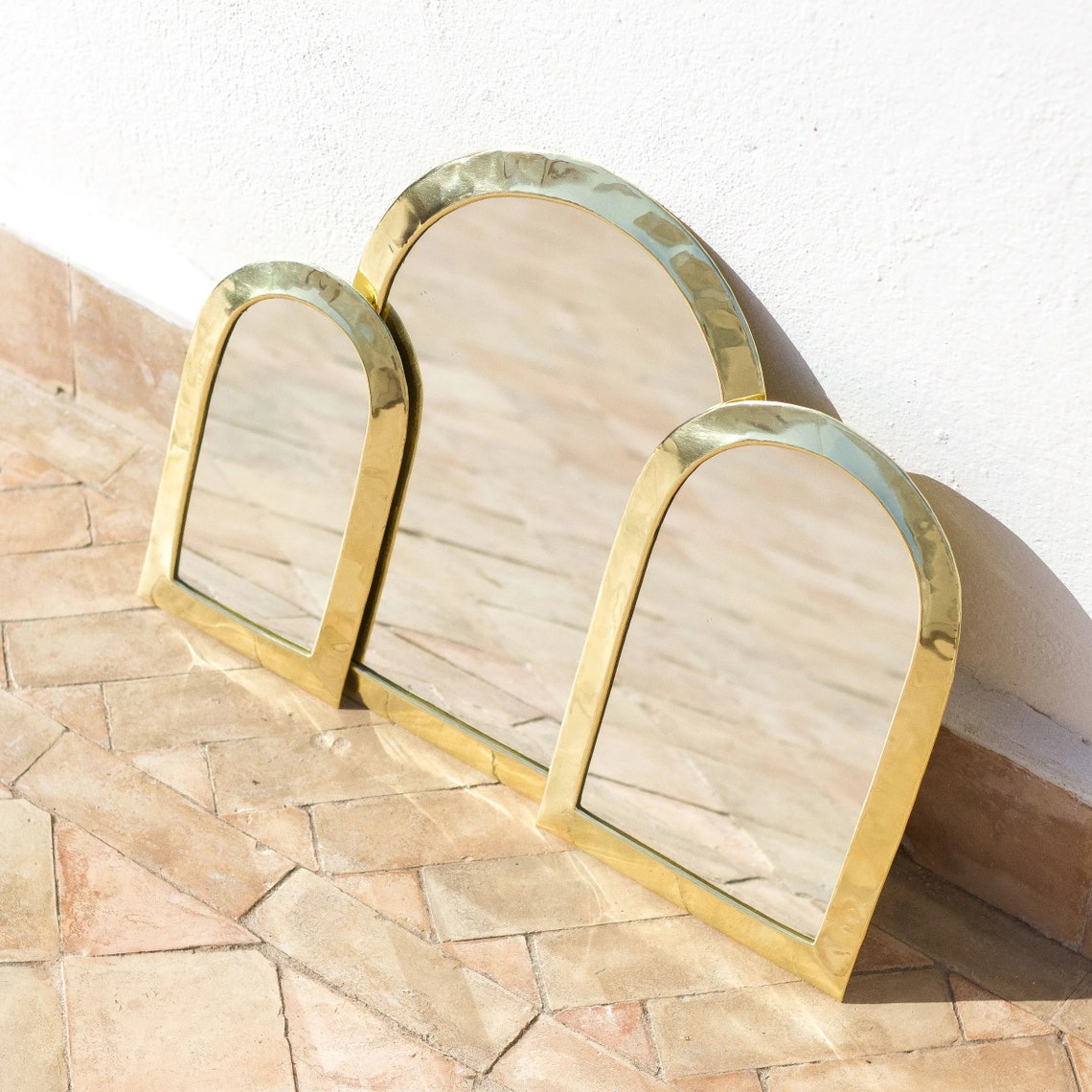 Arched Mirror Set of 4 Brass Moroccan Mirror Curved Mirror Bohemian ...