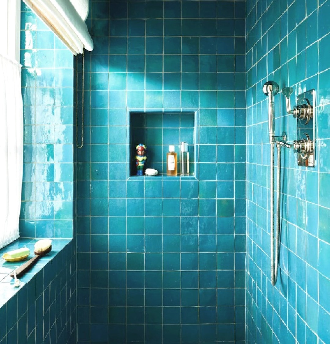 Turquoise Zellige Tile Moroccan Tile Handmade Square Blue Fireplace ...