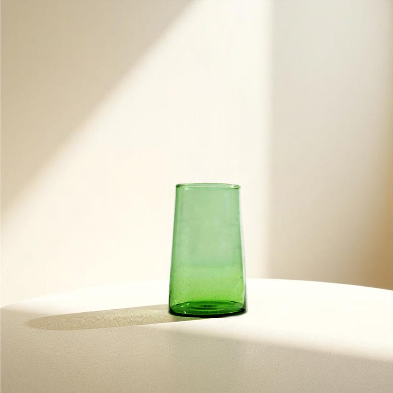 Green Moroccan Beldi Glasses Set of 6 Cone Barware Handcrafted Recycled ...