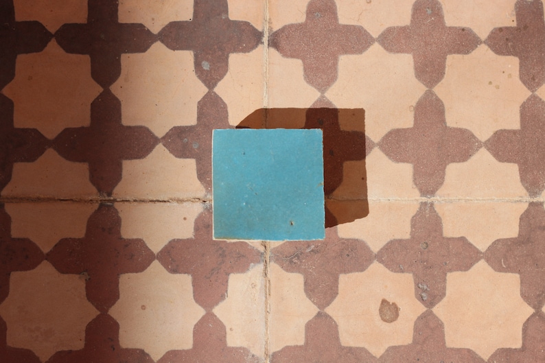 Turquoise Zellige Tile Moroccan Tile Handmade Square Blue Fireplace ...
