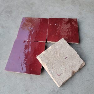 1 Square Foot Dark Red Moroccan Zellige Tiles Handmade Square Burgundy ...