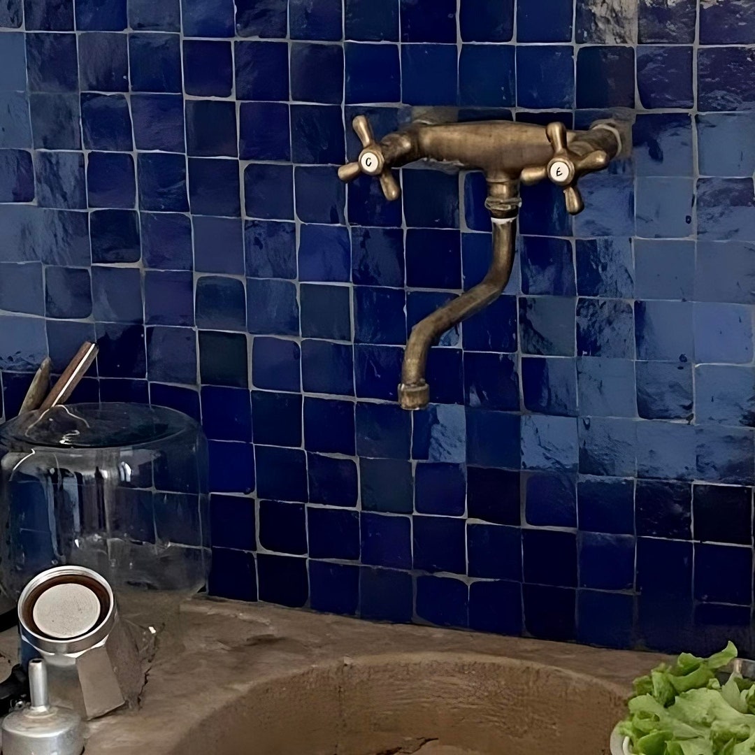 1 Square Foot Dark Blue Zellige Tile Moroccan Indigo Tile Handmade ...