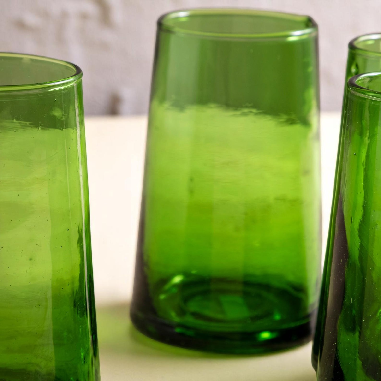 Green Moroccan Beldi Glasses Set of 6 Cone Barware Handcrafted Recycled ...