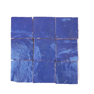 Moroccan Tile Cerulean Blue Square Handmade Moroccan Blue Backsplash ...