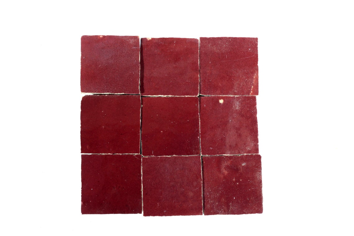 1 Square Foot Dark Red Zellige Tile Moroccan Tile Handmade Square ...