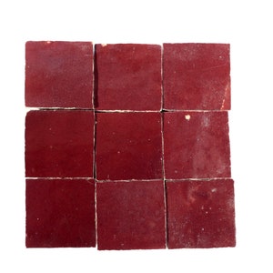 1 Square Foot Dark Red Moroccan Zellige Tiles Handmade Square Burgundy ...