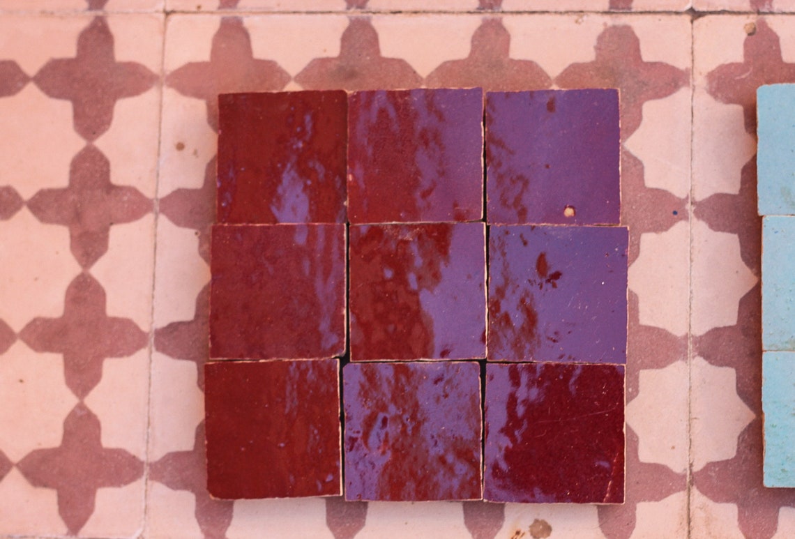 1 Square Foot Dark Red Zellige Tile Moroccan Tile Handmade Square ...