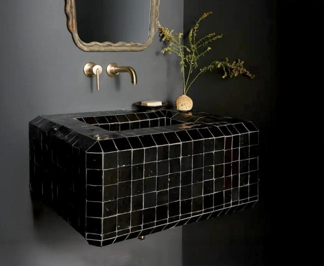 1 Square Foot Black Zellige Tiles Moroccan Tile Handmade Square ...