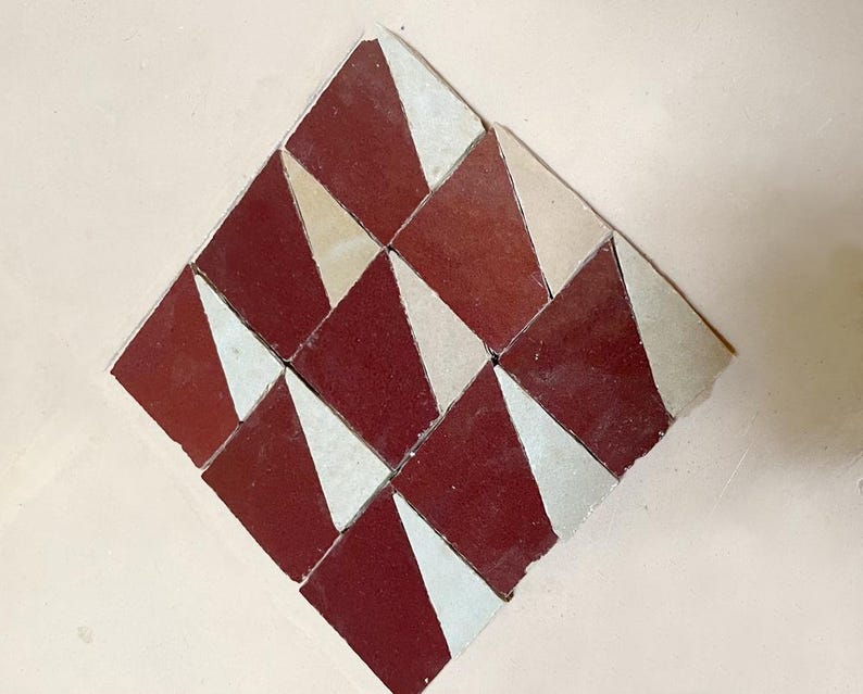 1 Square Foot Zellige Tile Moroccan Geometric Design Triangle Handmade ...