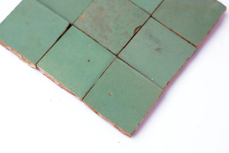 1 Square Feet Green Shower Tile Zellige Moroccan Mint Tile Handmade 5x5 ...