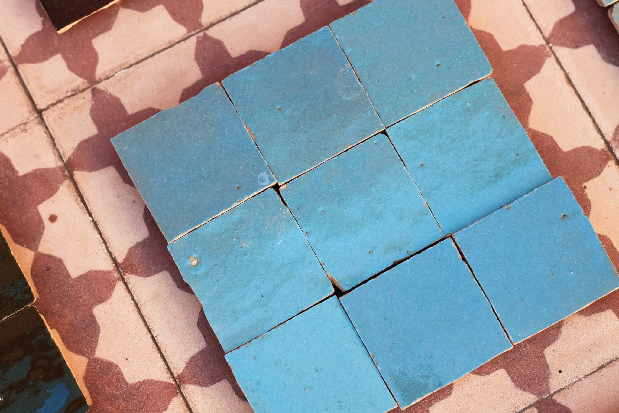 1 Square Foot Turquoise Zellige Tile Moroccan Tile Handmade Square Blue ...