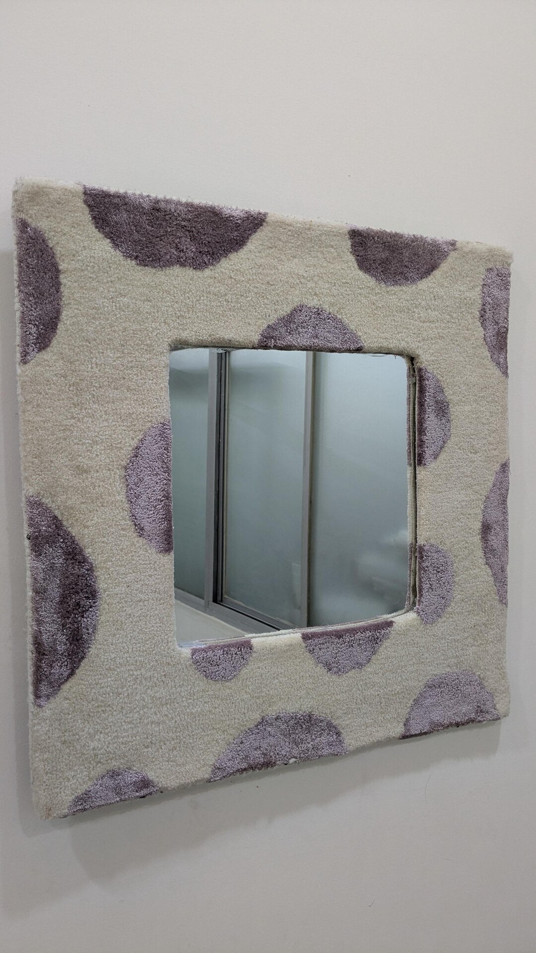 Handwoven Tufted Square Mirror – Wool & Silk Polka Dot Wall Decor ...