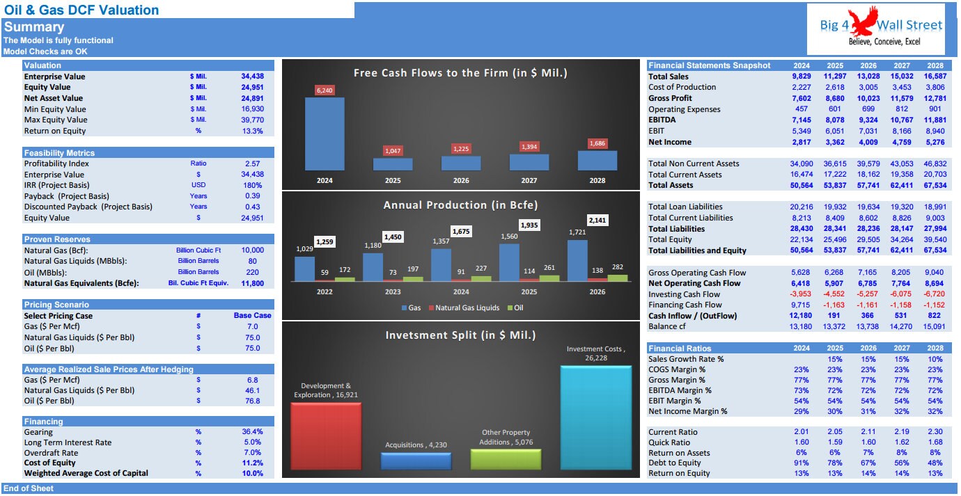 Oil & Gas Financial Model – DCF and NAV Valuation (5+ Yrs.) - Etsy