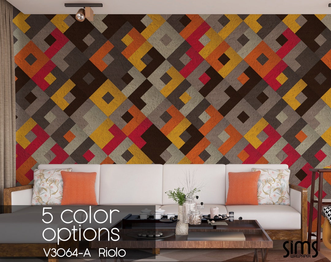 Geometric Color Wallpaper, Wall Covering, Wall Mural, Geometric ...