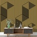 Geometric Gold Block Wallpaper, Lines Wall Mural, for Livingroom Wall ...