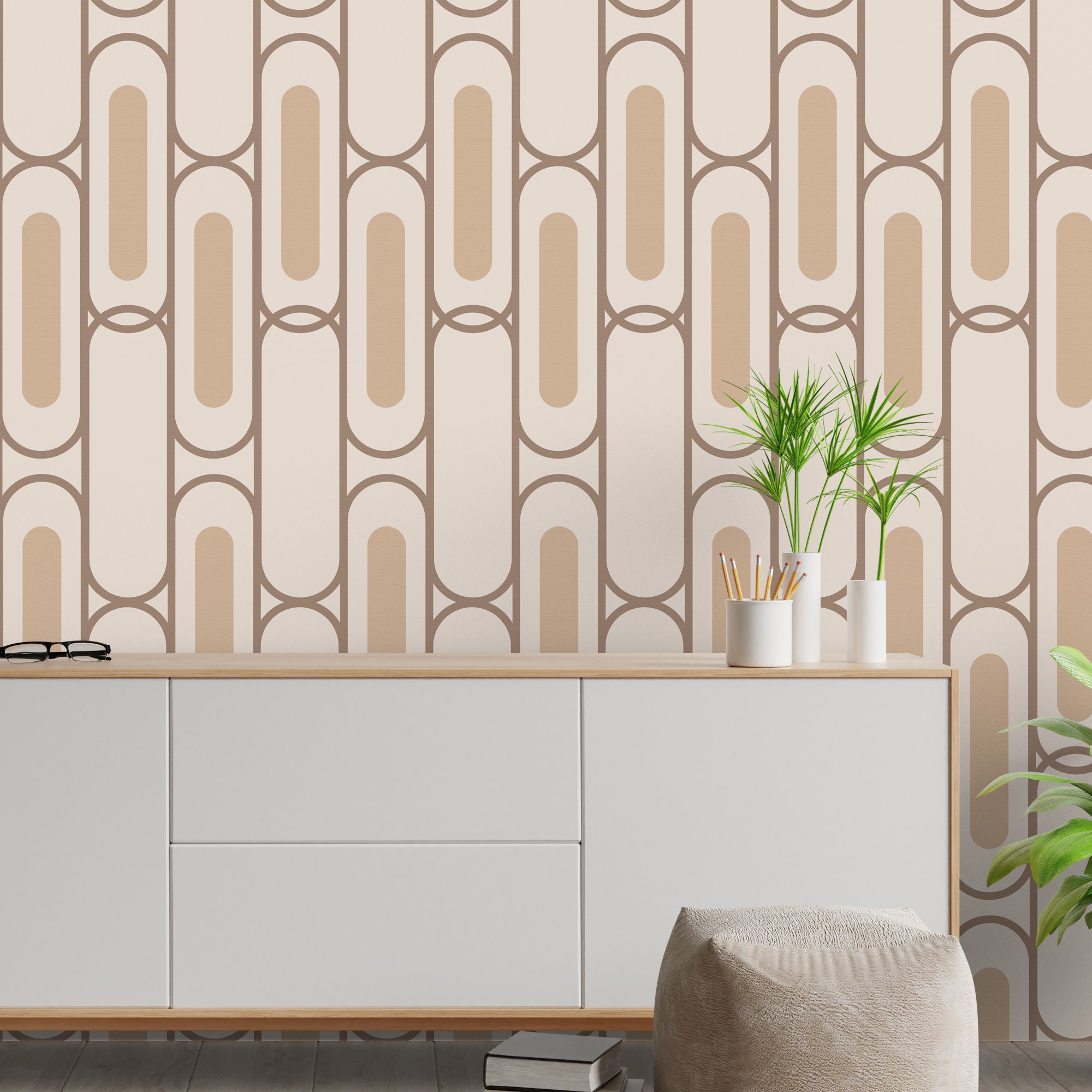 Beige Peelable Stickable Wallpaper, Geometric Wall Murals, Self ...