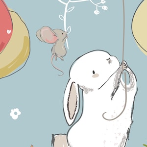 Flying Rabbits Wallpaper: Custom Kids Room Peel and Stick Wall Mural - Etsy