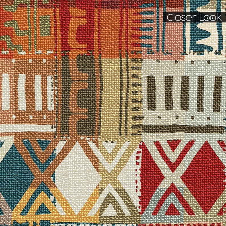 Ethnic Kilim Wallpaper: Teal & Red Geometric Peel and Stick - Etsy UK