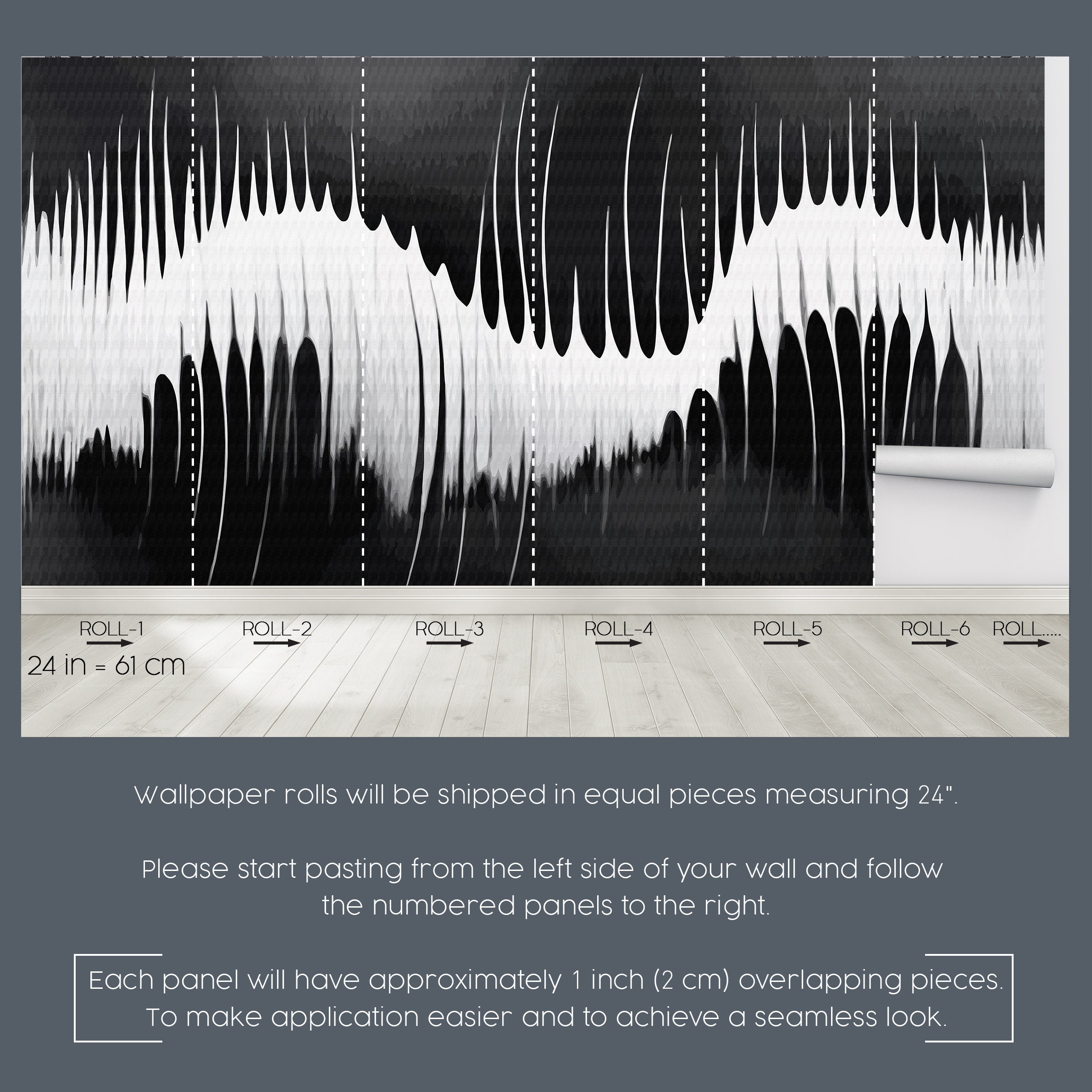 Black and White Wallpaper Geometric Abstract Wall Mural for - Etsy