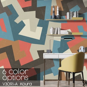 Geometric Wallpaper Lines Wall Mural Wall Covering Peel and - Etsy