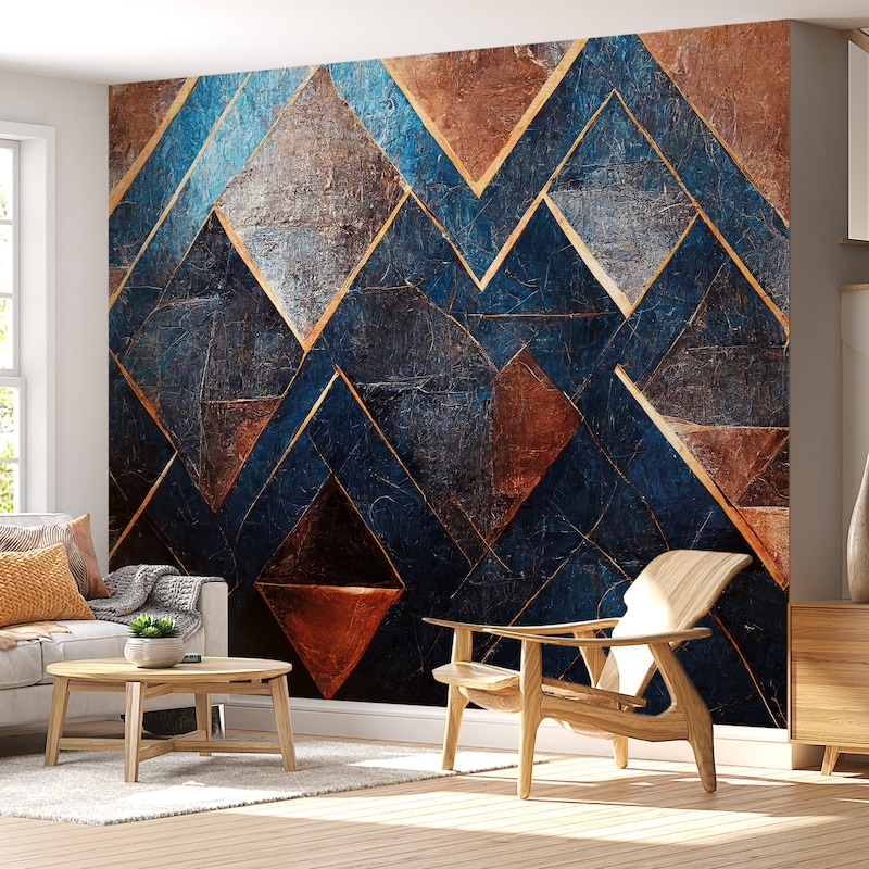 Blue and Copper Wallpaper - Etsy