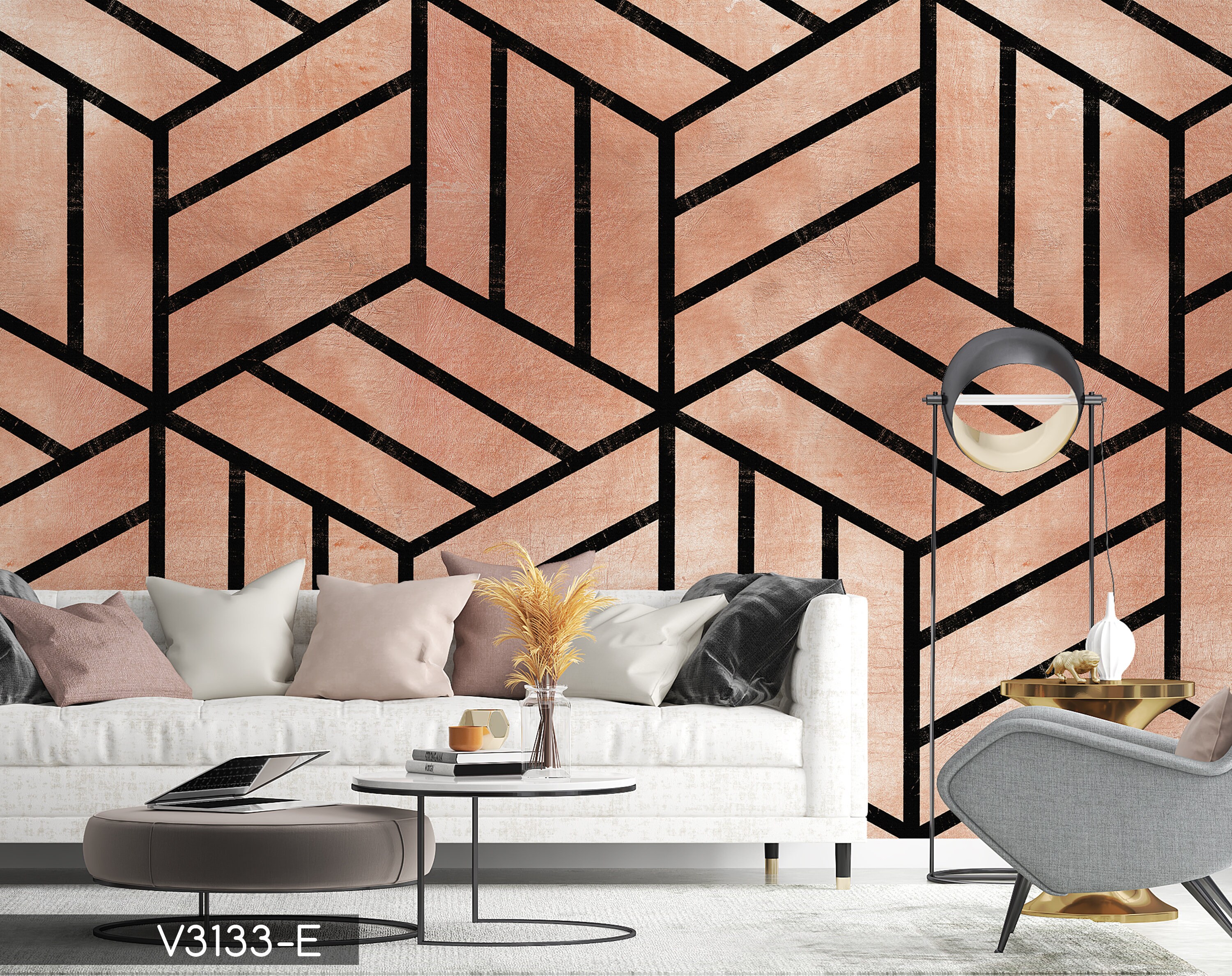 Peel and Stick Geometric Wallpaper, Geometric Tile Design, Contemporary ...