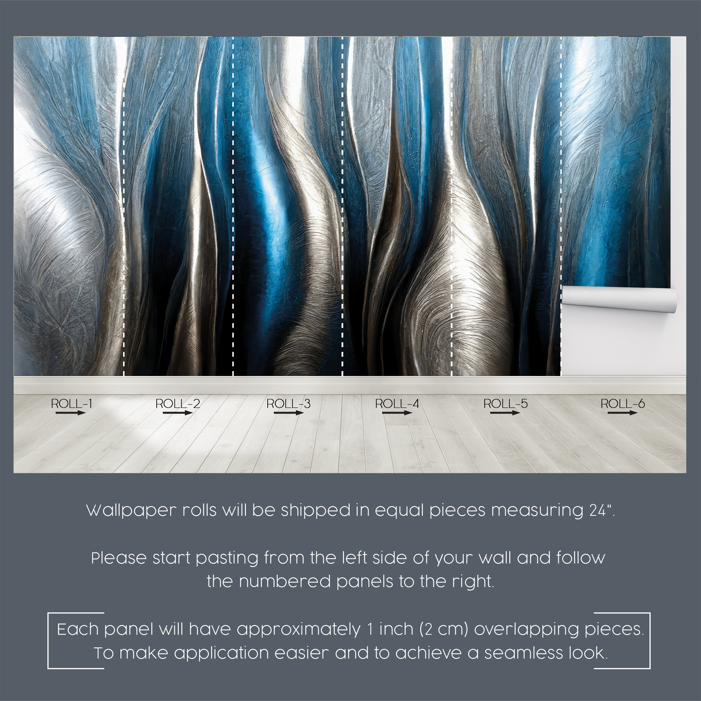 Blue Silver Marble Wallpaper Contemporary Peel and Paste Wallpaper ...