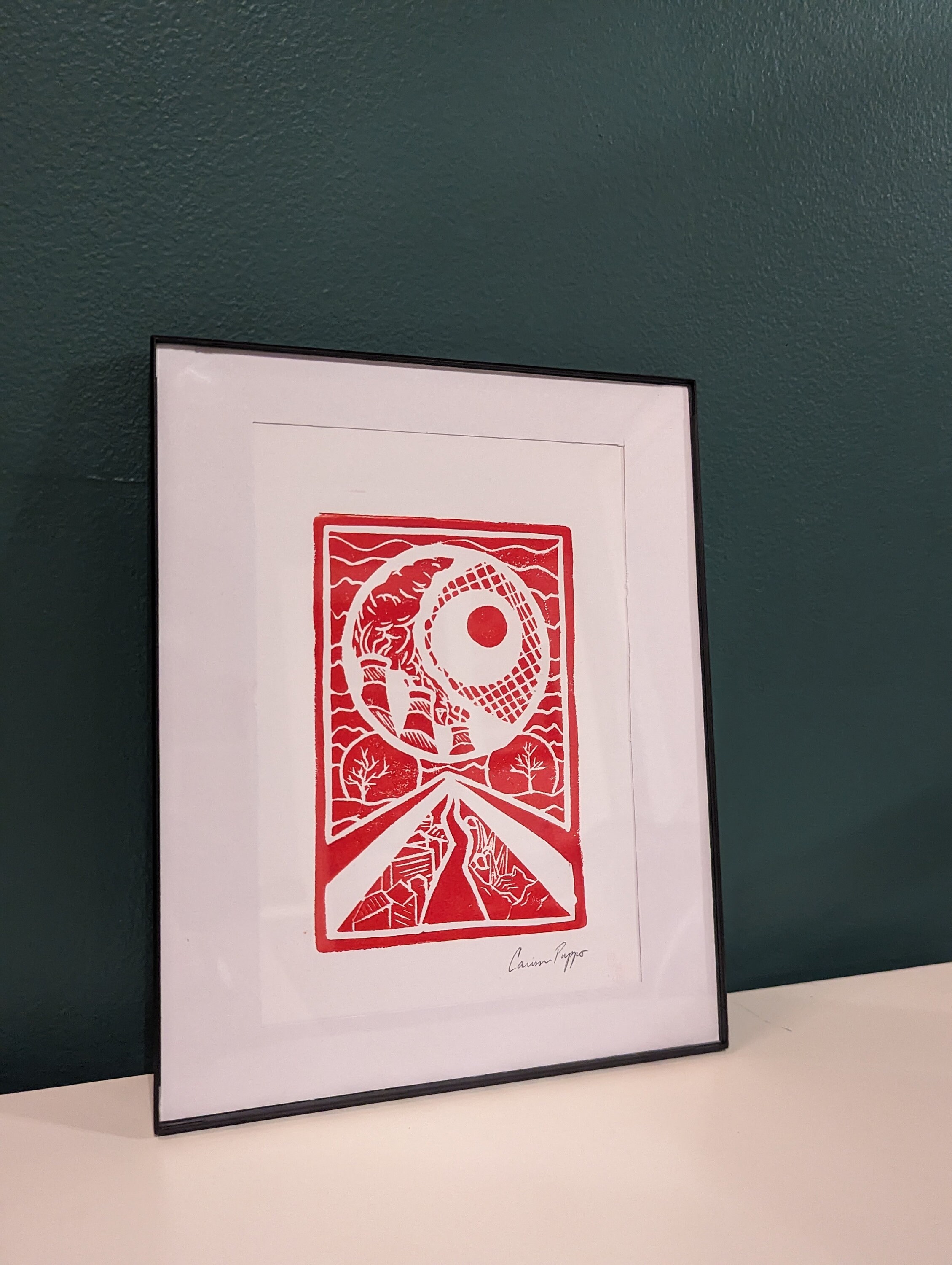Red Smoke Stacks Linocut Print - Etsy
