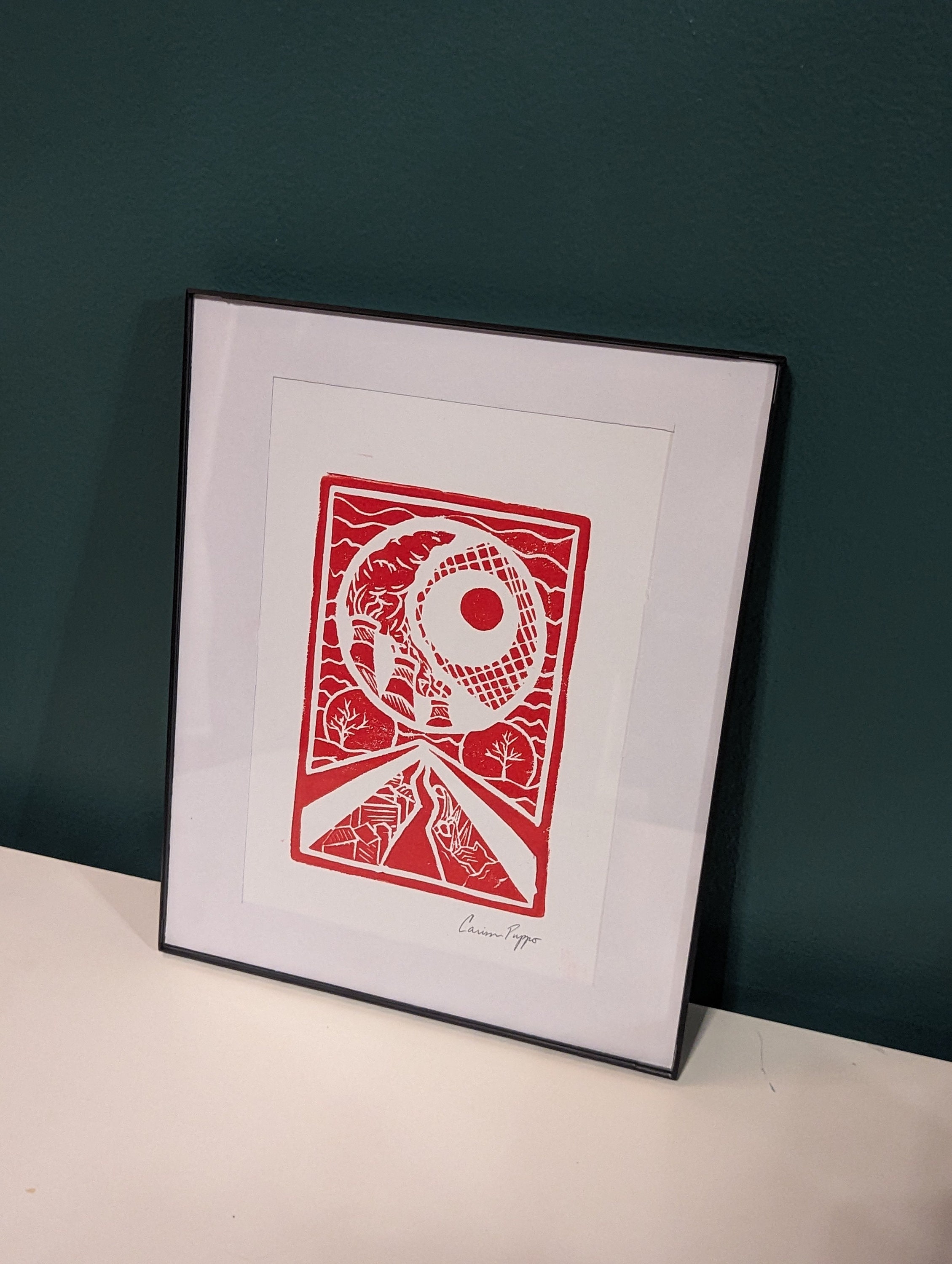 Red Smoke Stacks Linocut Print - Etsy