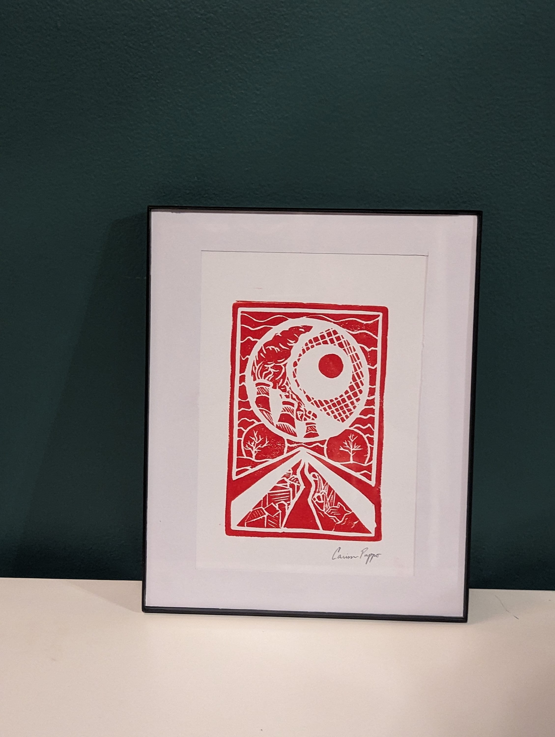 Red Smoke Stacks Linocut Print - Etsy