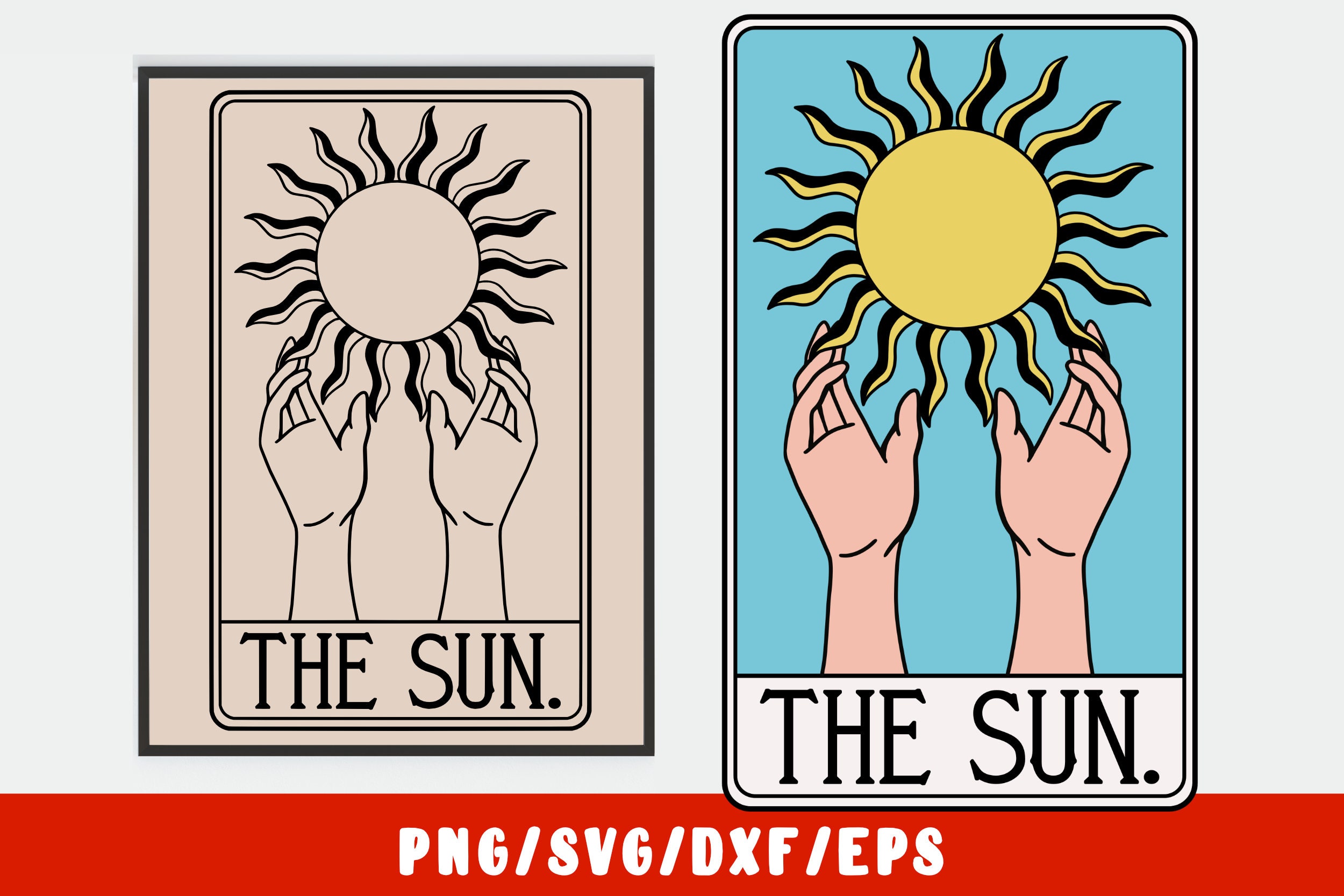 Tarot SVG PNG the Sun Card Mystical Printable Divination - Etsy